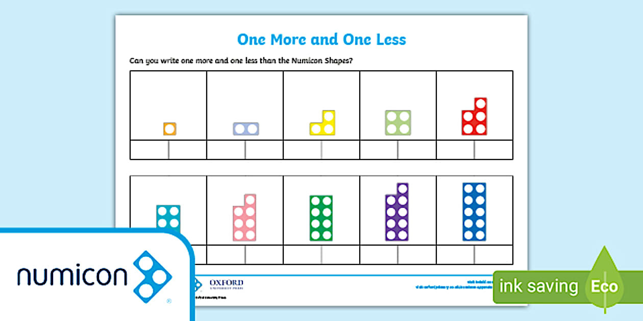 One More and One Less Numicon Shape Activity Sheets